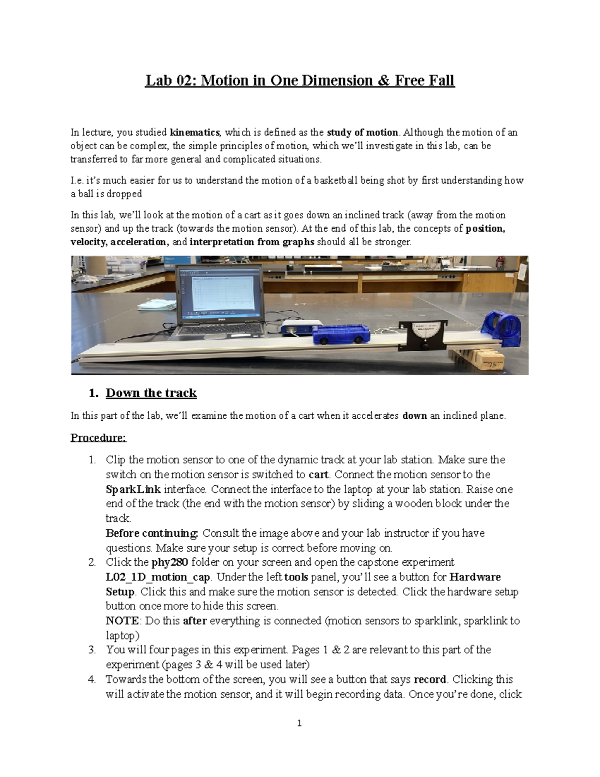 Lab 02 PHY272 1DMotion - motion lab - Lab 02: Motion in One Dimension ...