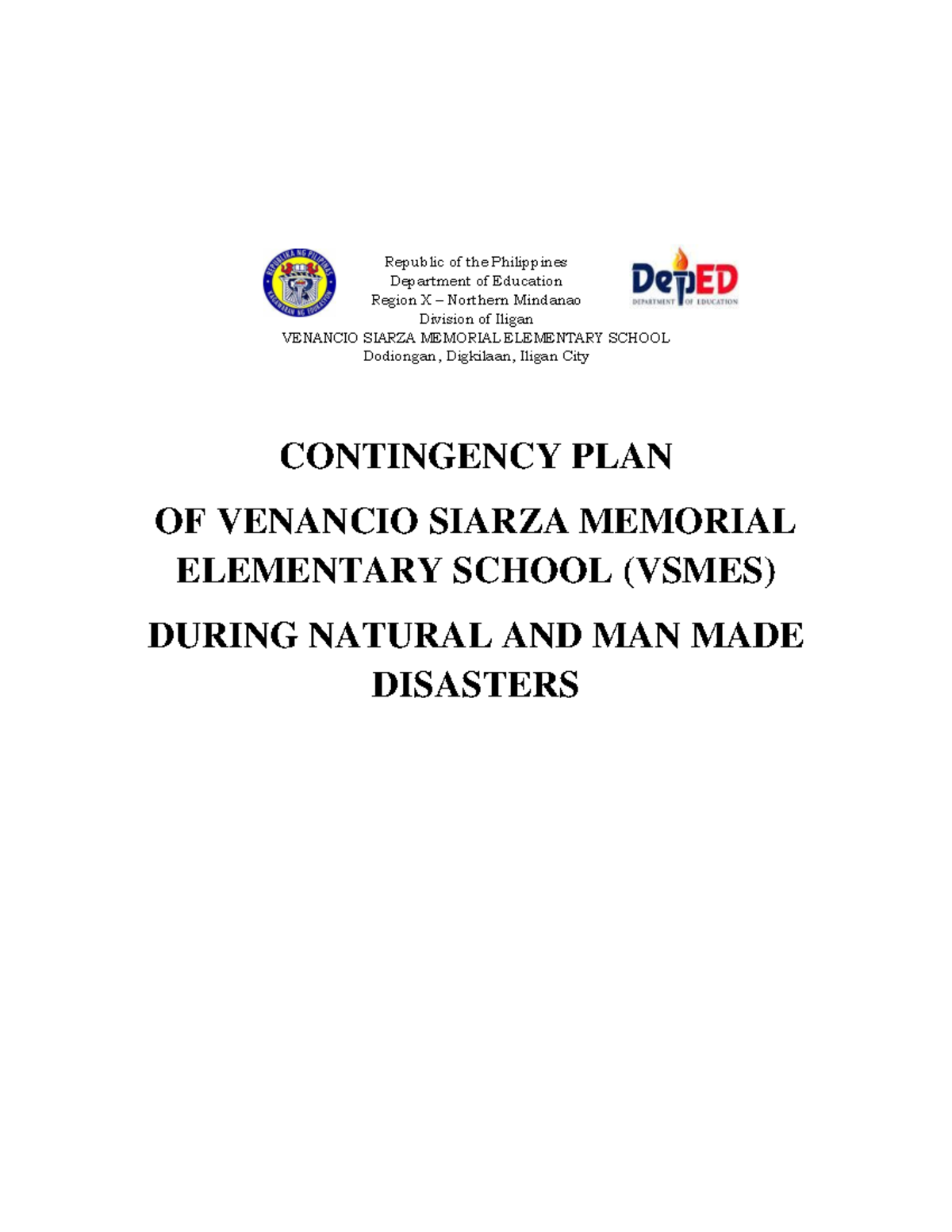 Atth5 Contingency Plan-School - Republic of the Philippines Department ...