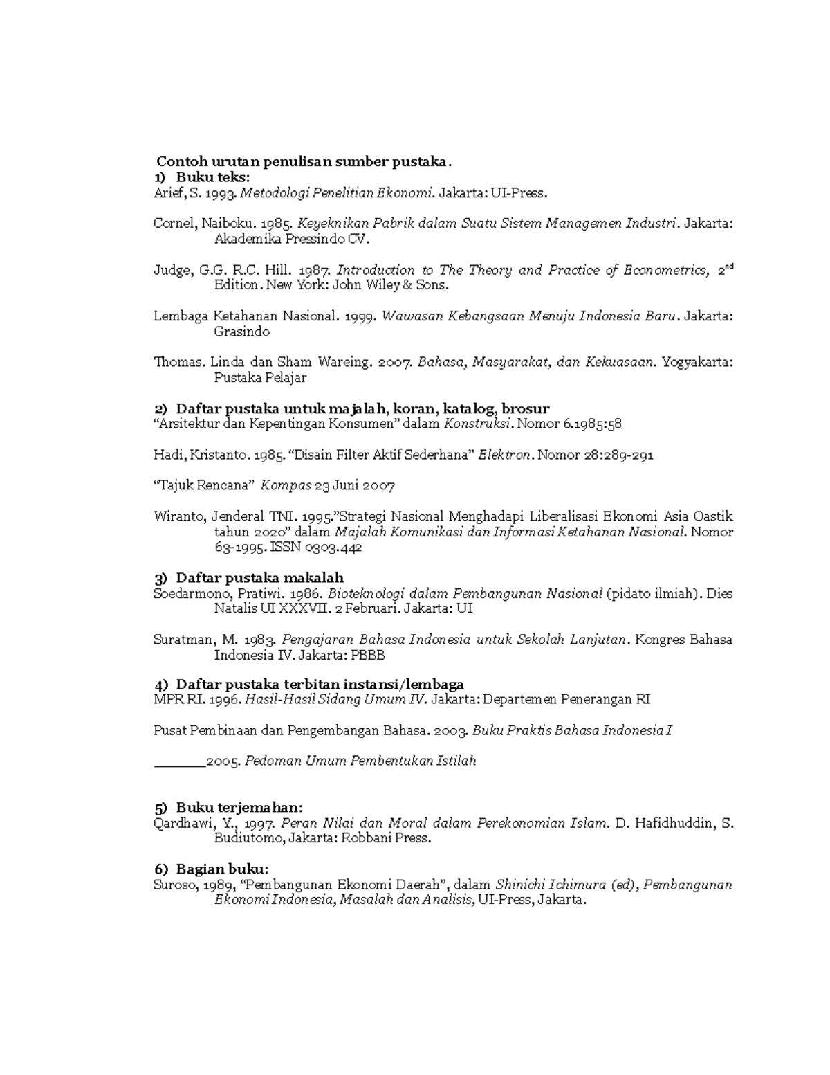 Urutan penulisan sumber pustaka UNOSED - **Contoh urutan penulisan sumber pustaka. Buku teks ...