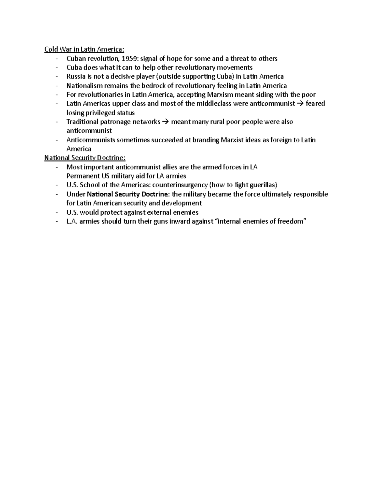 Hist 338 Week 10.1 - Cold War in Latin America: - Cuban revolution ...