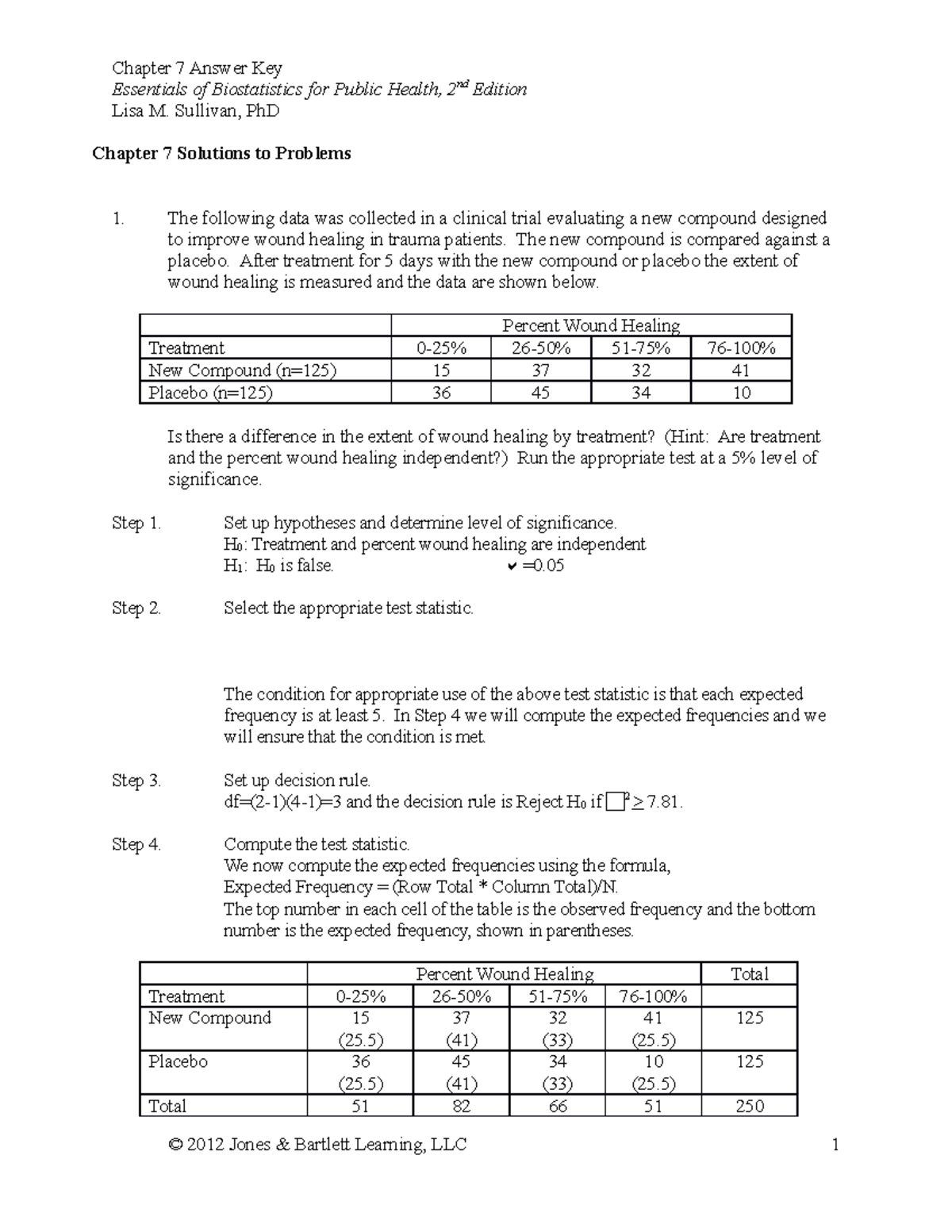 M6 Practice Problems Solution A Essentials Of Biostatistics For Public Health 2nd Edition