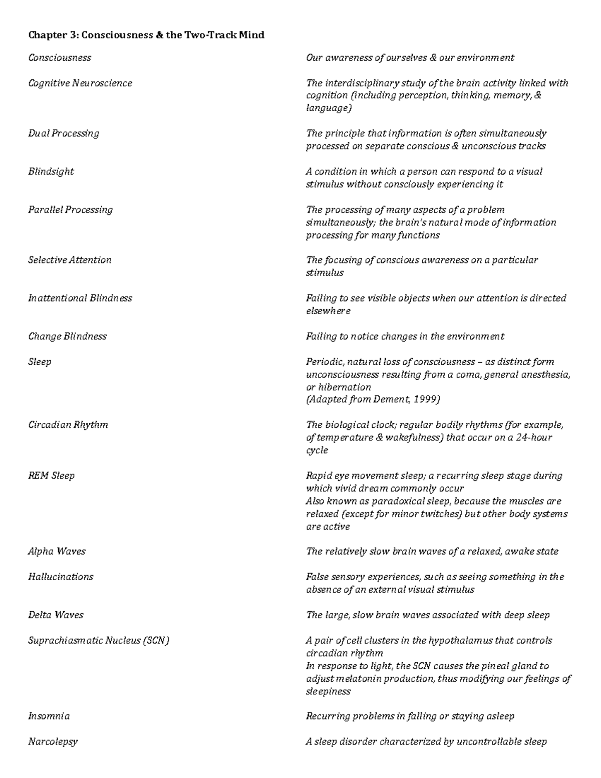 Chapter 3-Consciousness & the Two-Track Mind - Chapter 3: Consciousness ...