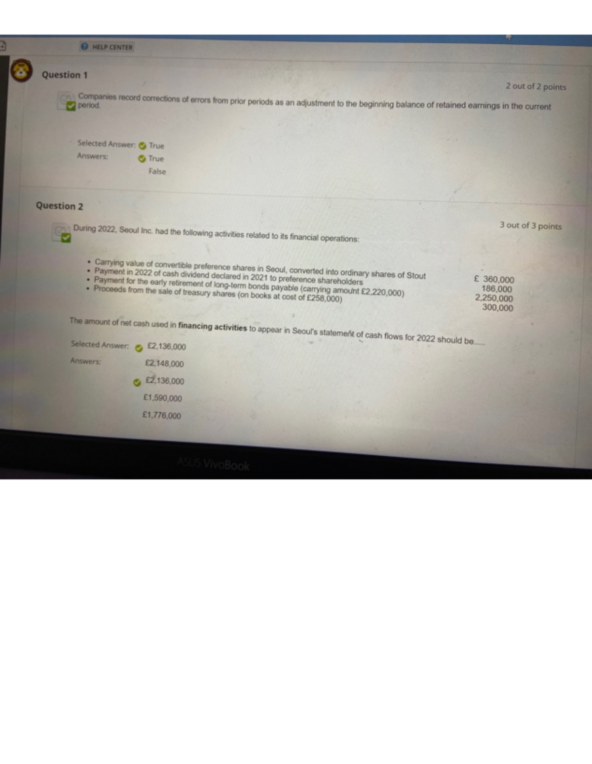 Intermediate accounting I - HELP CENTER 8 Question 1 2 out of 2 points ...