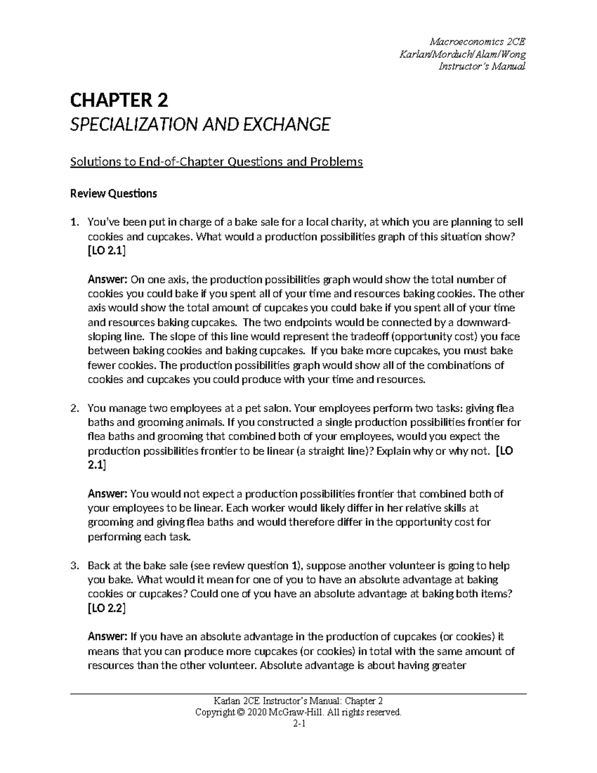 Karlan Micro 2ce IM Ch02 - Macroeconomics 2CE Karlan/Morduch/Alam/Wong Instructor’s Manual ...