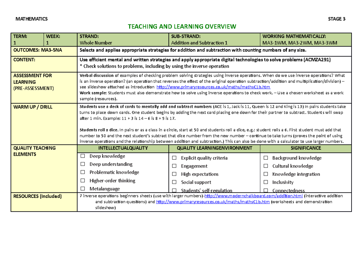 La maths - as - stage 3-plan1 - MATHEMATICS STAGE 3 TEACHING AND ...