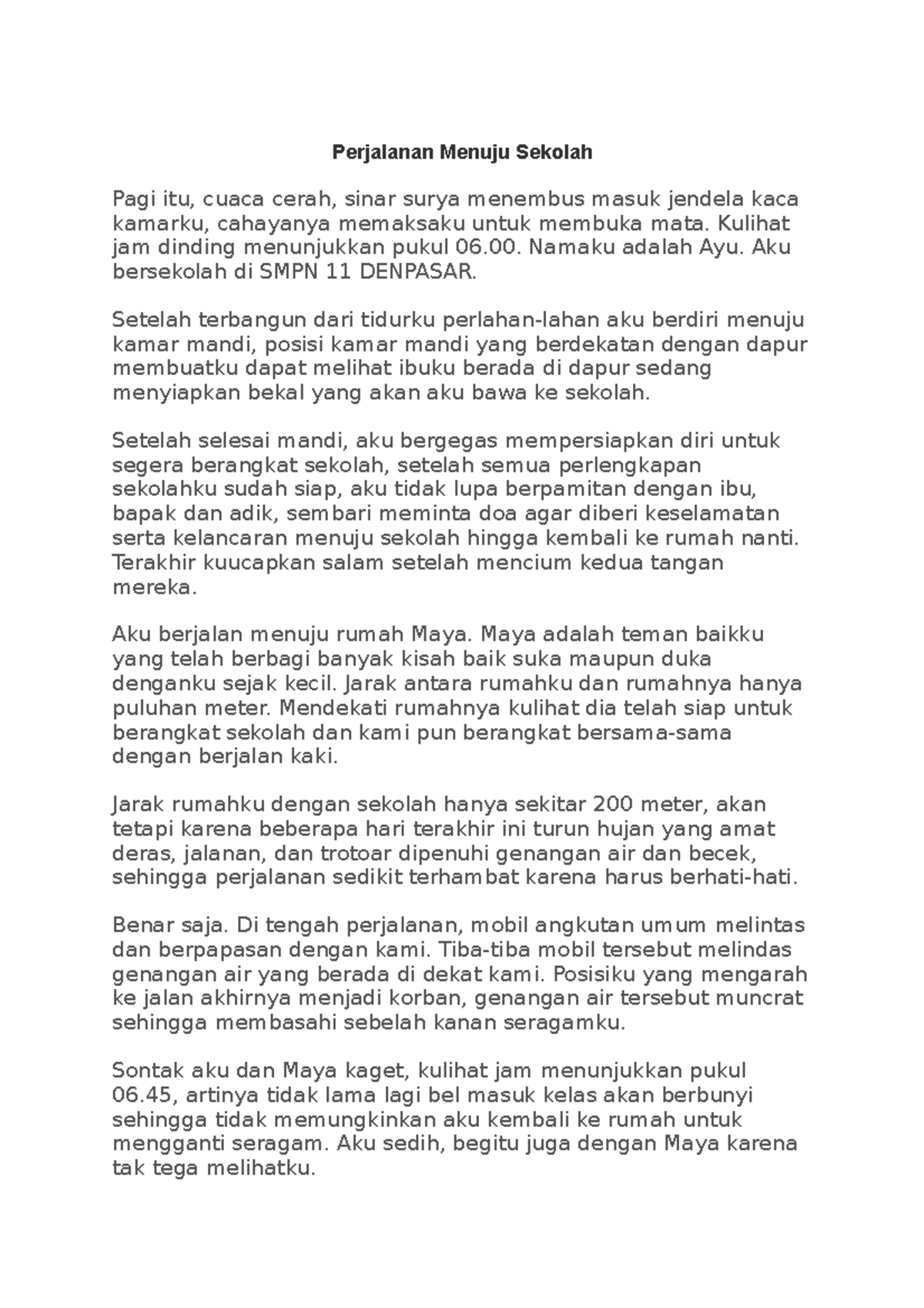 Cerpen - Contoh Cerita Pendek - Perjalanan Menuju Sekolah Pagi itu ...