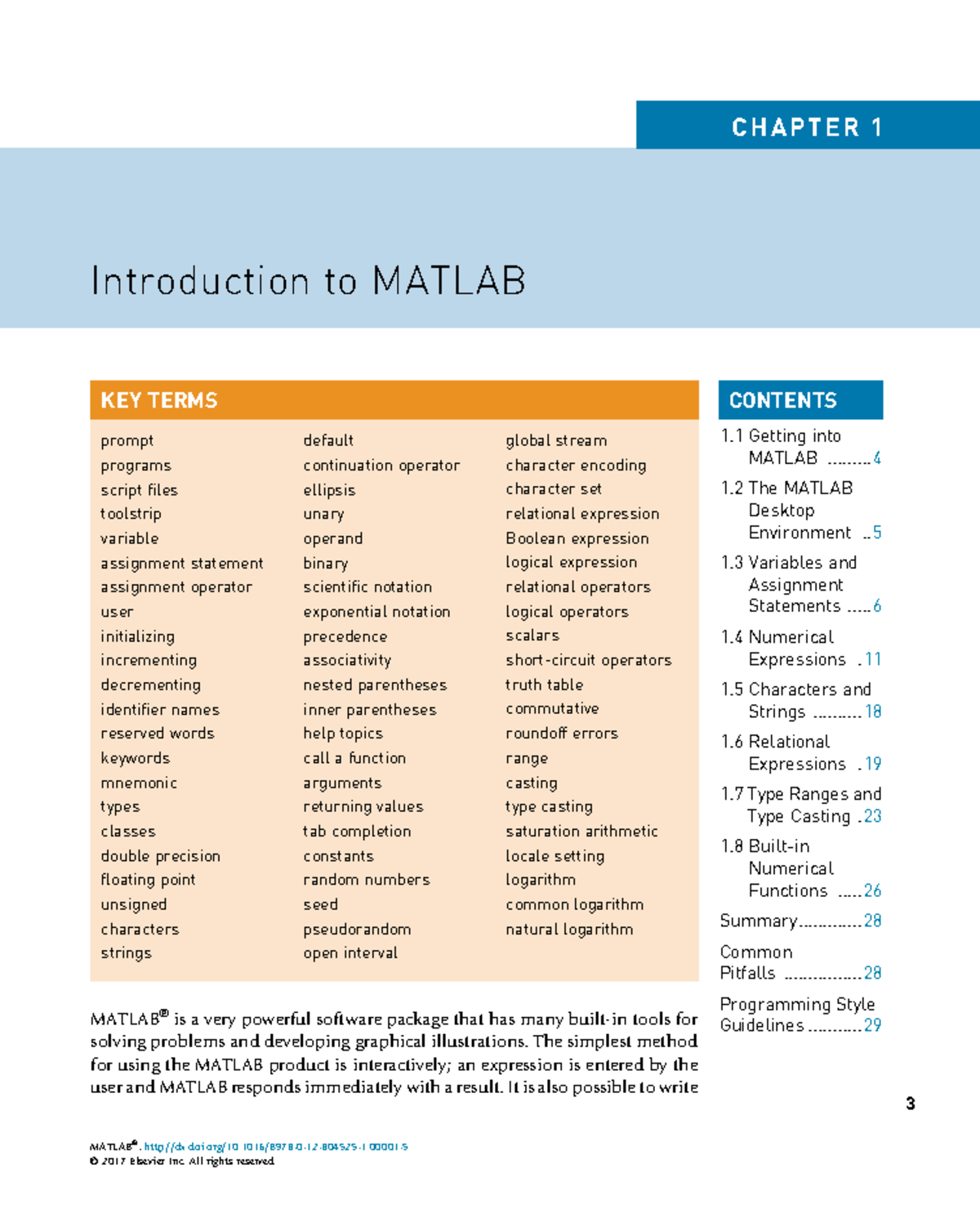 Chapter 1 - CHAPTER 1 Introduction to MATLAB KEY TERMS prompt programs ...