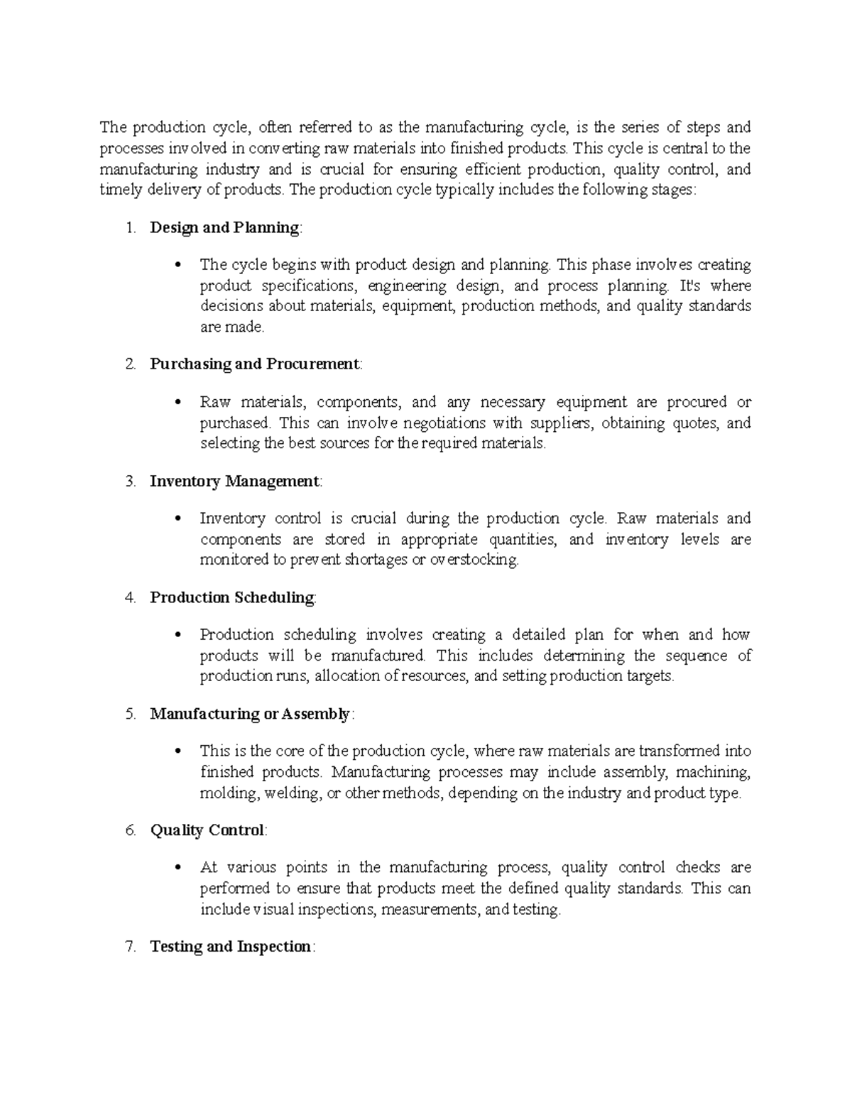 Production Cycle - Upload - The production cycle, often referred to as ...