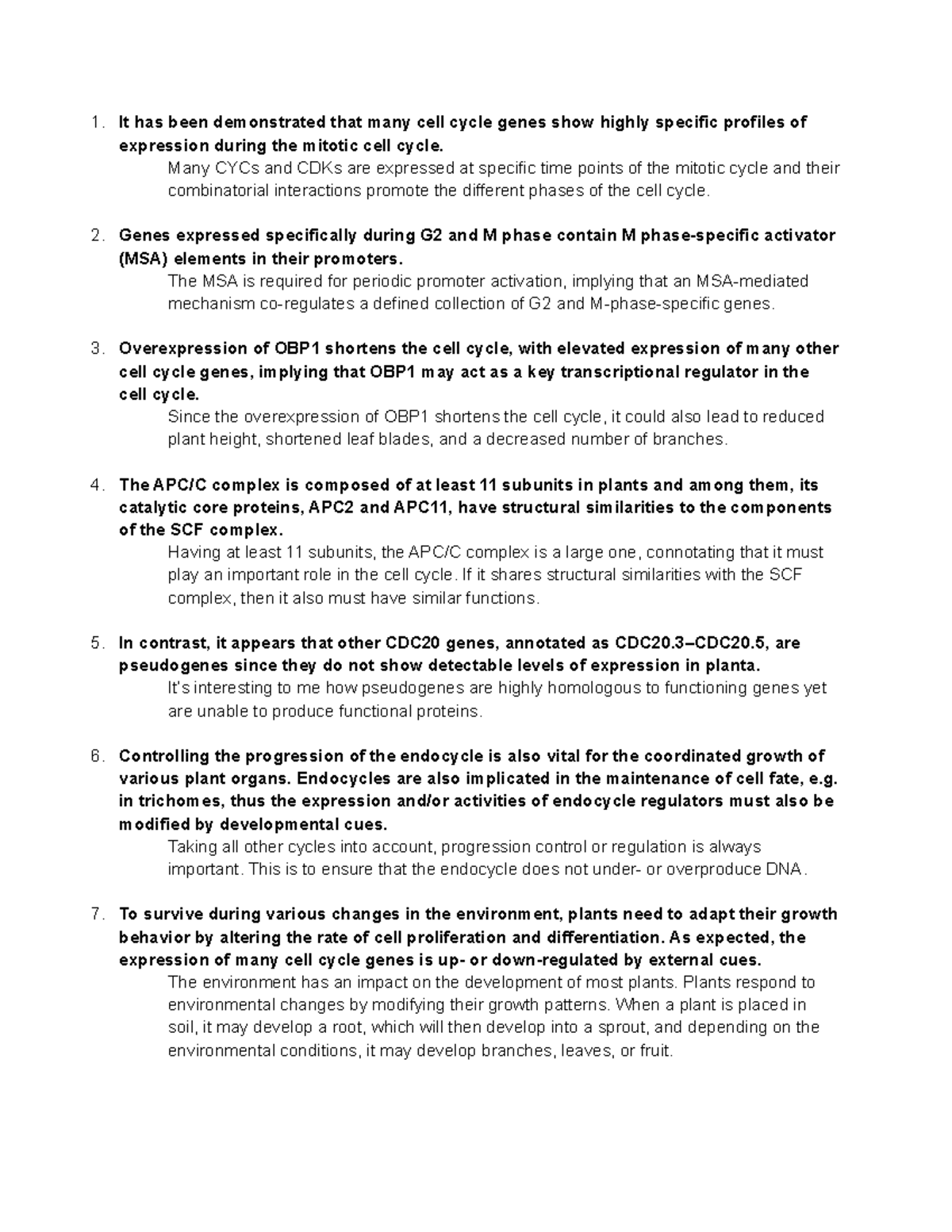 BOTA BOSH0101 Notes - It has been demonstrated that many cell cycle ...