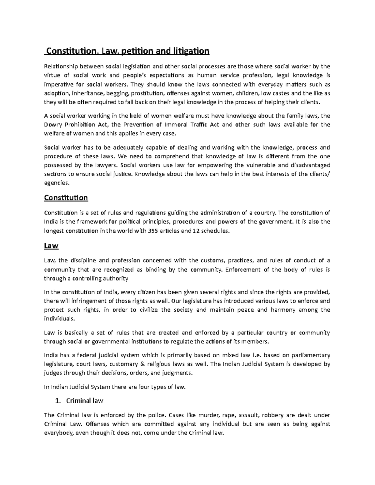 Constitution law litigation - social work - Constitution, Law, petition ...