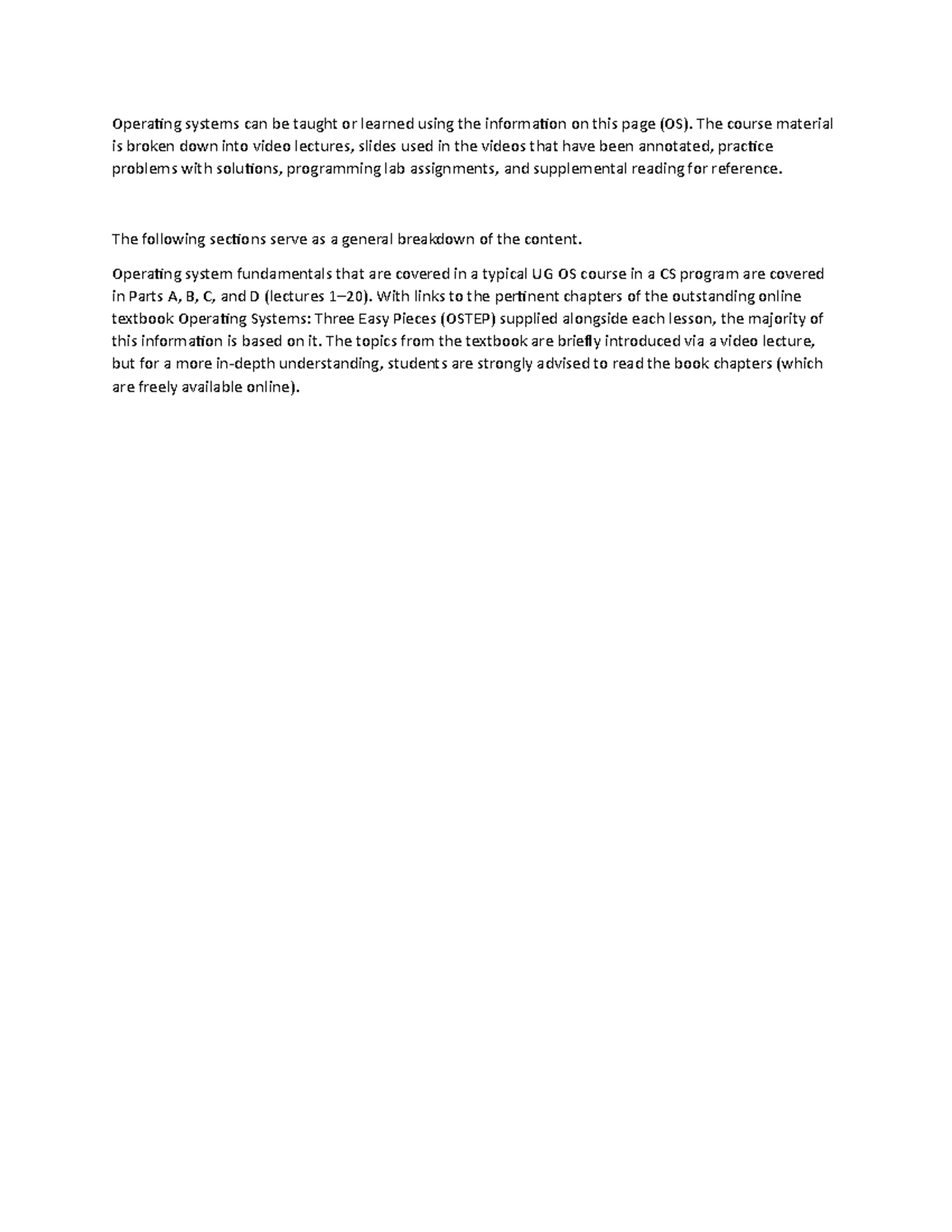 Upload - Intro to hard ware - Operating systems can be taught or ...