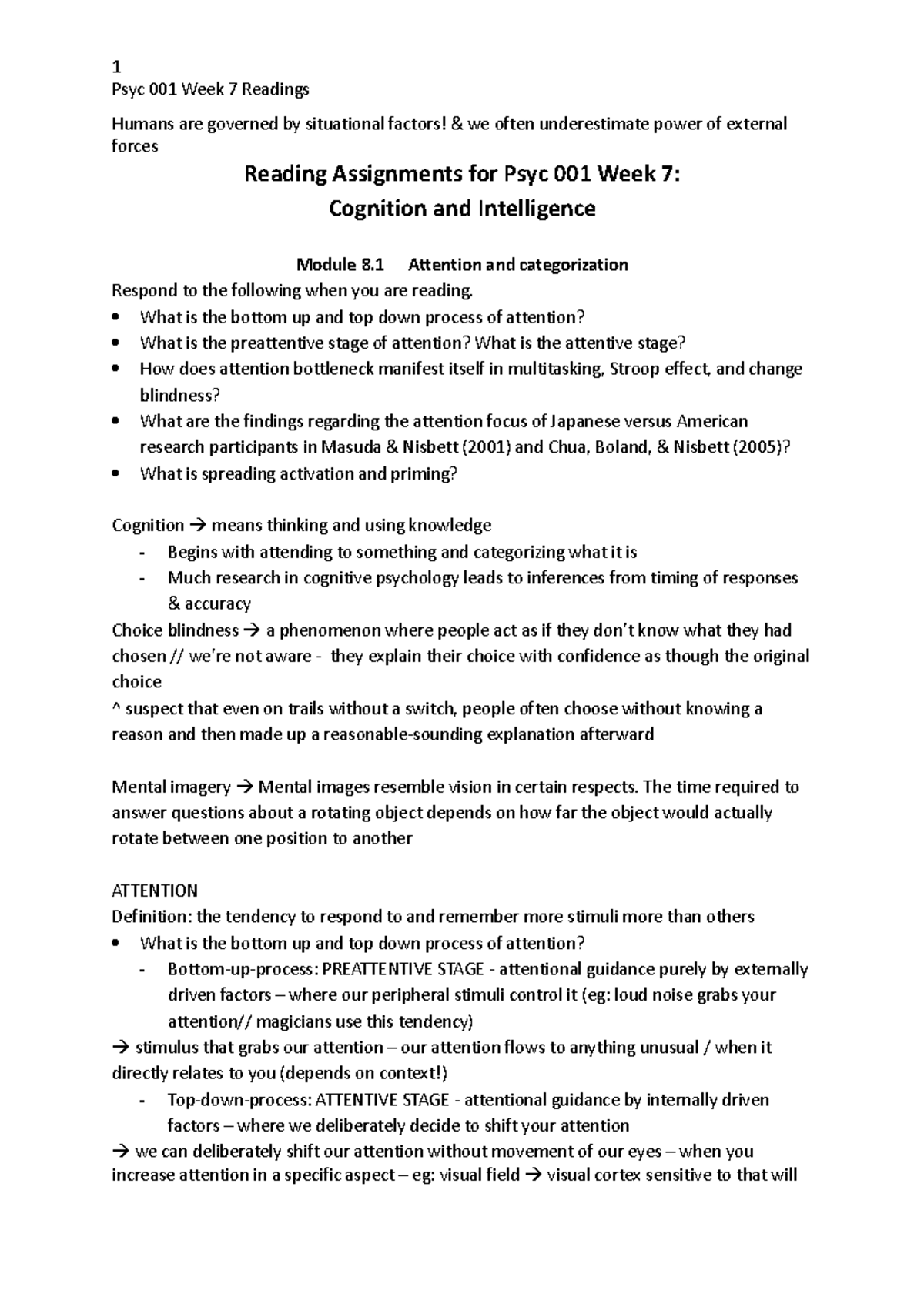 Cognition - As described in the Title, short sweet and sassy notes ...