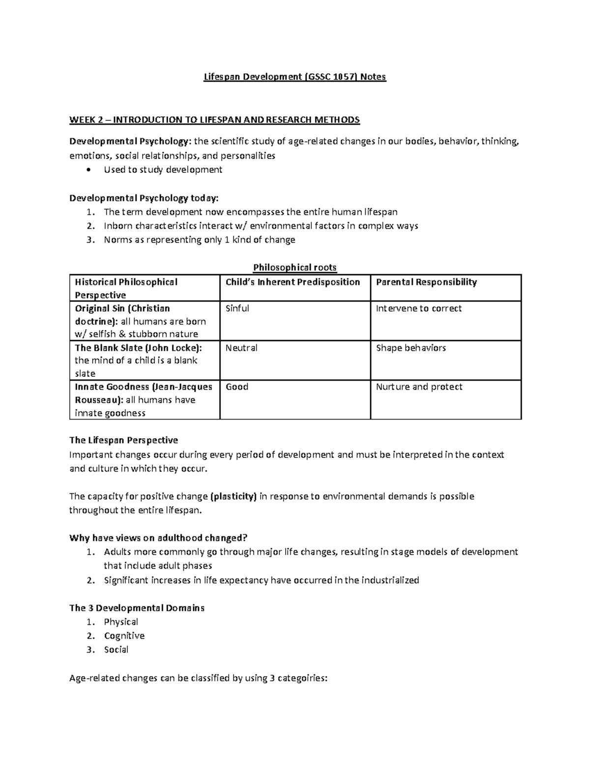 Lifespan Development (GSSC 1057) Notes [Week 1-5] - Lifespan ...