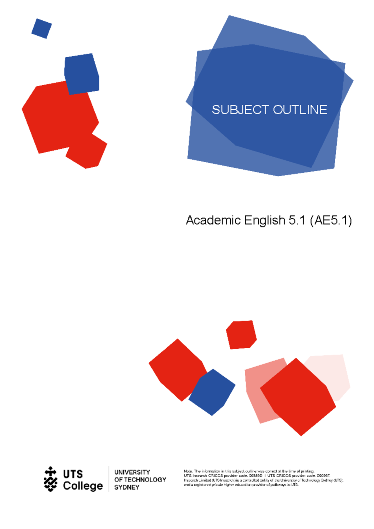 Subject outline - English - SUBJECT OUTLINE Academic English 5. 1 (AE5 ...