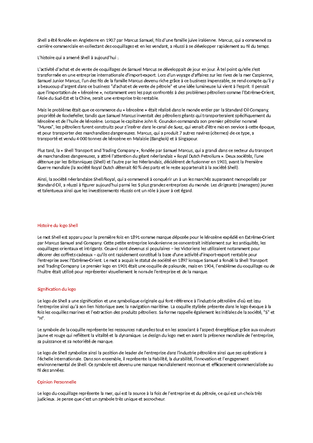 Shell a été fondée en Angleterre en 1907 par Marcus Samuel - Shell a ...