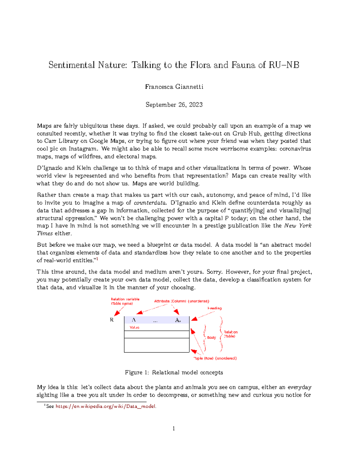 Kuchi exercise f23 - Sentimental Nature: Talking to the Flora and Fauna ...