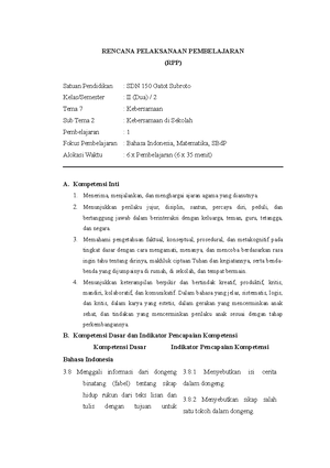 RPP Kelas 2 - Tema 7 - Subtema 2 - Pembelajaran 2 - RENCANA PELAKSANAAN PEMBELAJARAN (RPP ...