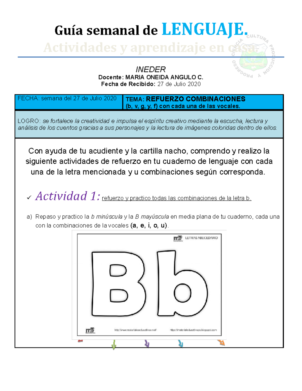 Guía semanal de Lenguaje 2 - Guía semanal de LENGUAJE. Actividades y ...