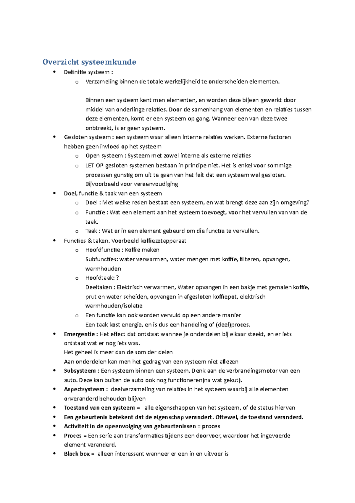 Overzicht systeemkunde Samenvattingen - Overzicht systeemkunde ...