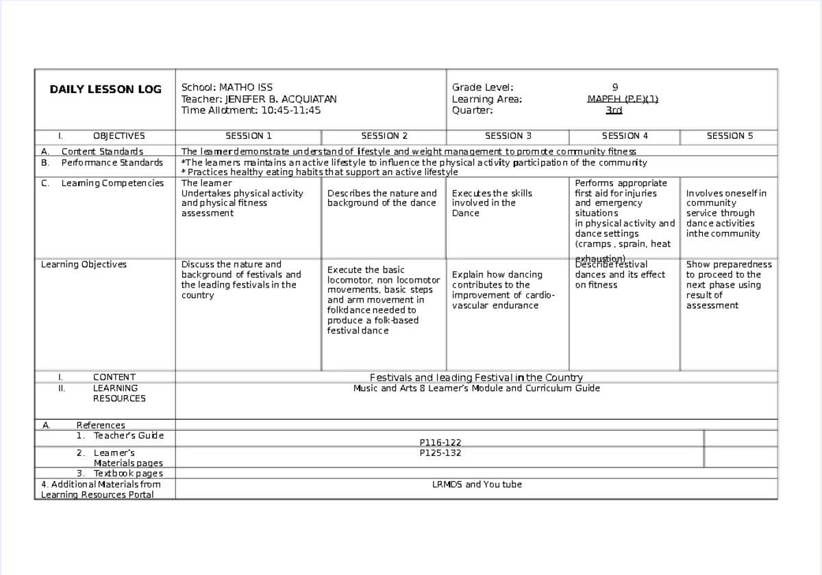 daily-lesson-log-in-pe-9-3rdq compress - DAILY LESSON LOGDAILY LESSON ...