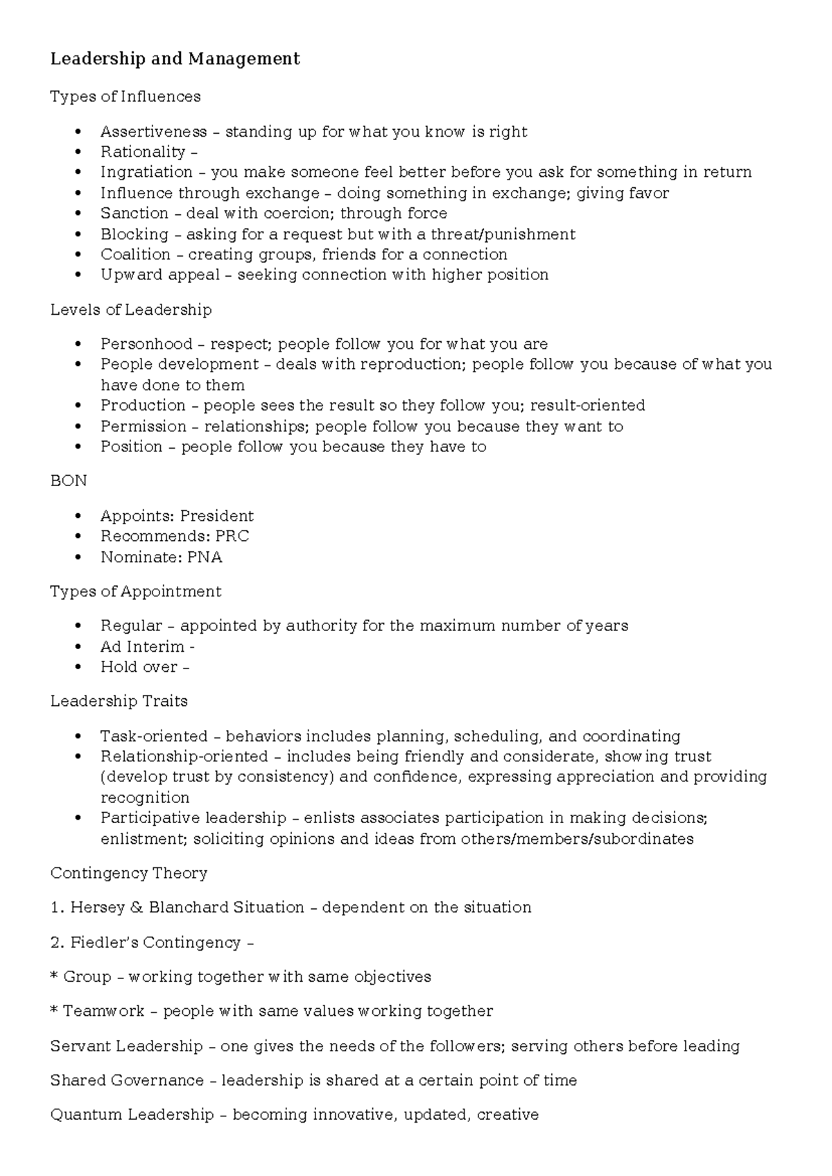 Types of Influences - Leadership and Management Types of Influences ...