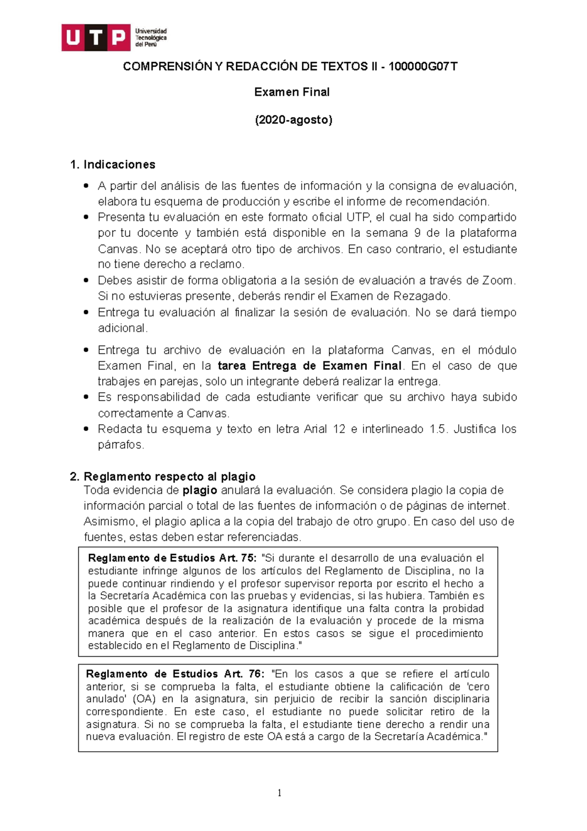 FINAL 24 15 Octubre 2020, preguntas - COMPRENSIÓN Y REDACCIÓN DE TEXTOS II - 100000G07T Examen ...