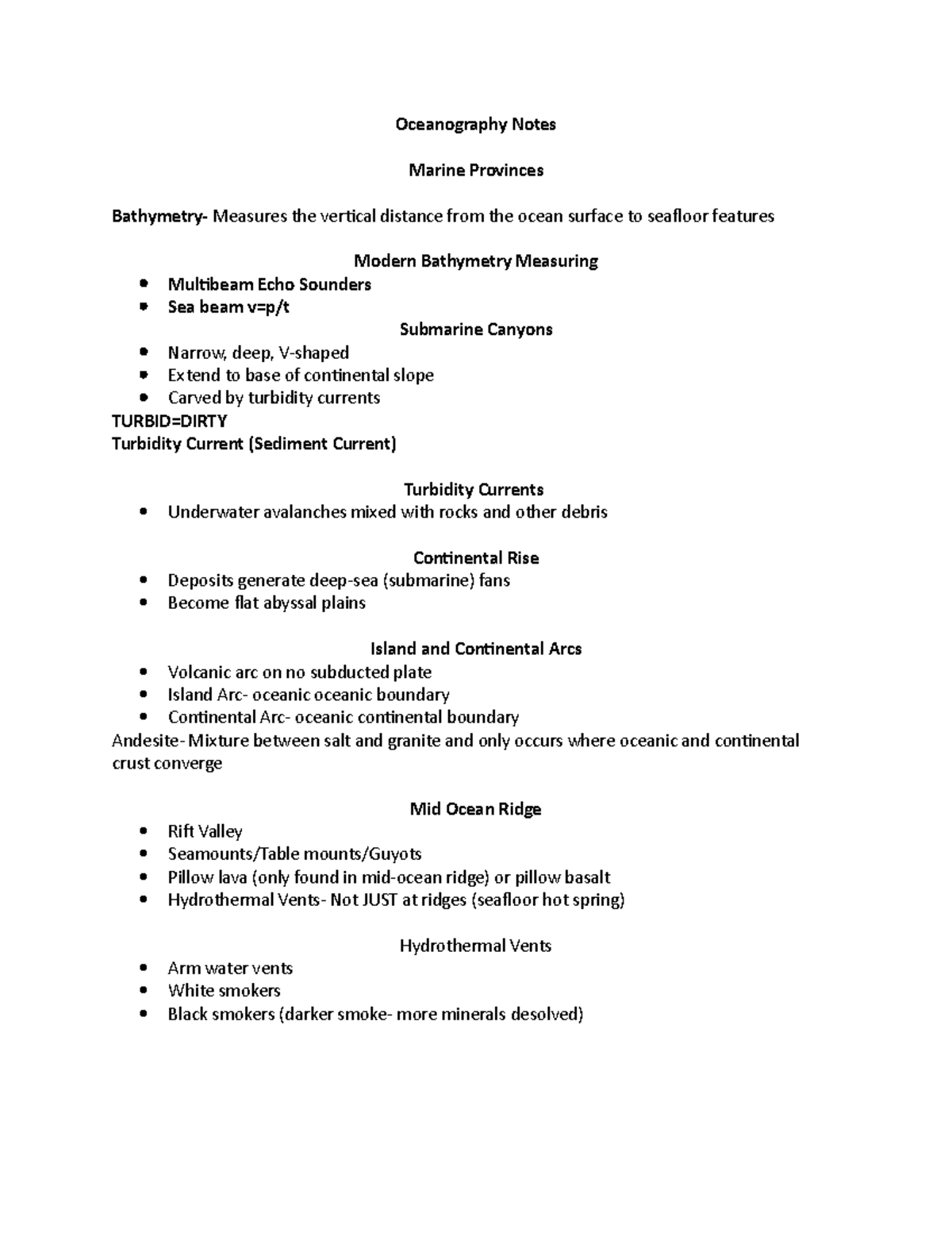 Oceanography Notes Chapter 3 - Oceanography Notes Marine Provinces ...