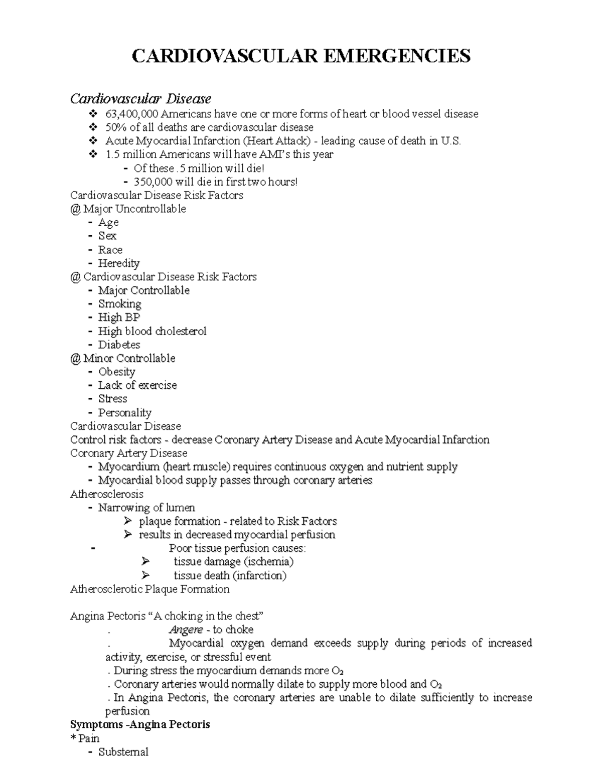 Cardiovascular-Emergencies physiology - CARDIOVASCULAR EMERGENCIES ...