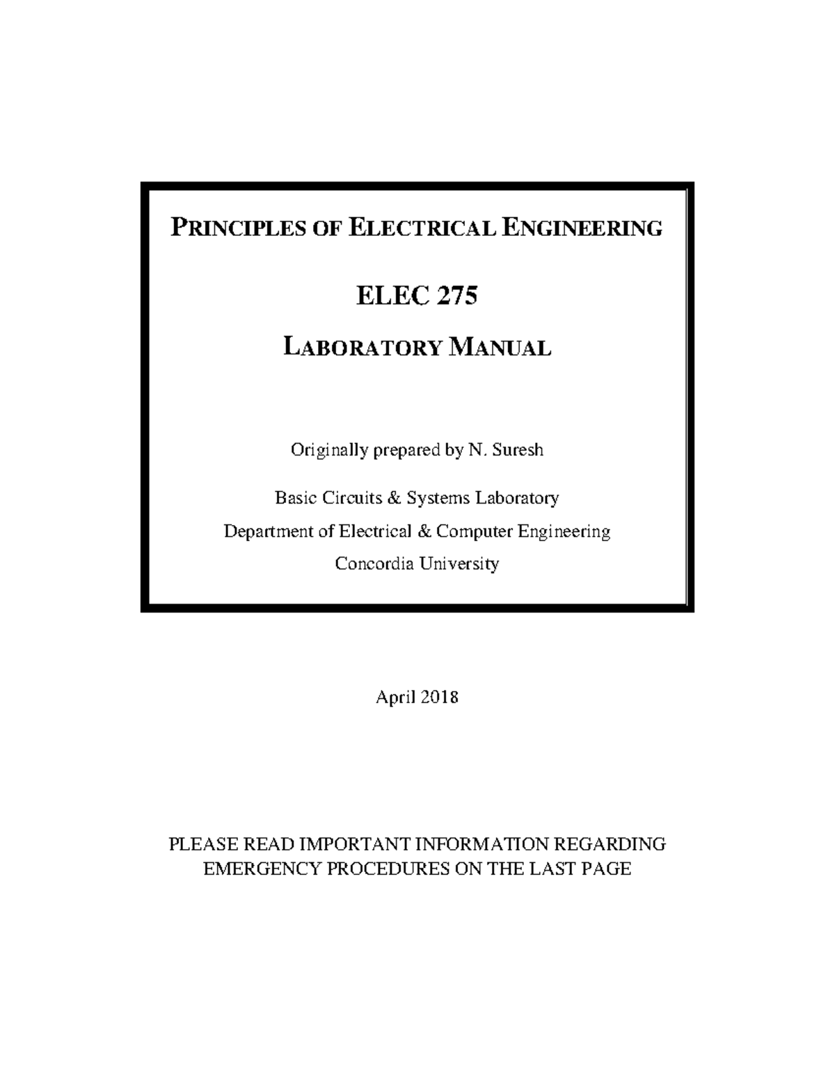 ELEC275 Manual 2018 v2 - manuel study - PRINCIPLES OF ELECTRICAL ...