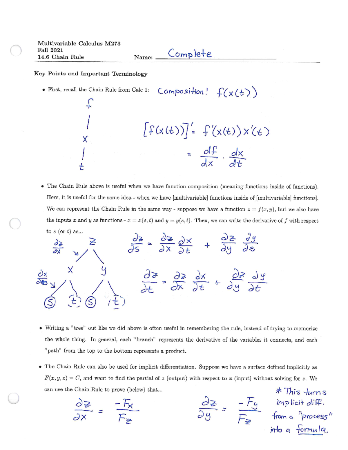 Section 14 6 Multivariable M 273q Msu Studocu