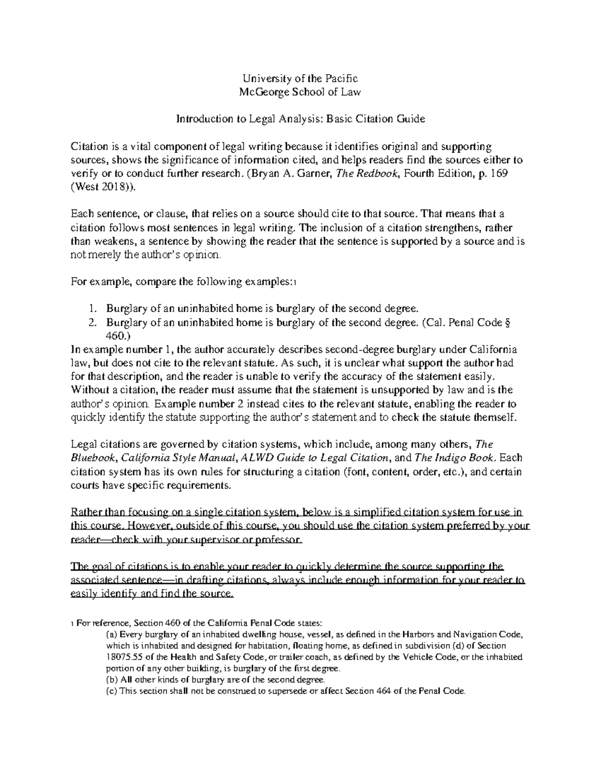 Basic Citation Guide - University of the Pacific McGeorge School of Law ...