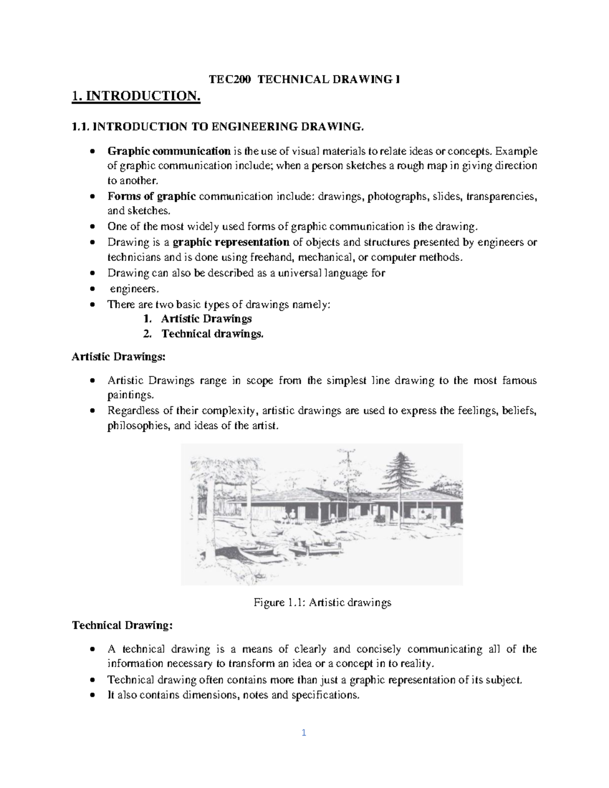 3. TEC200 Technical Drawing 1 Handout 1 - TEC200 TECHNICAL DRAWING I 1 ...
