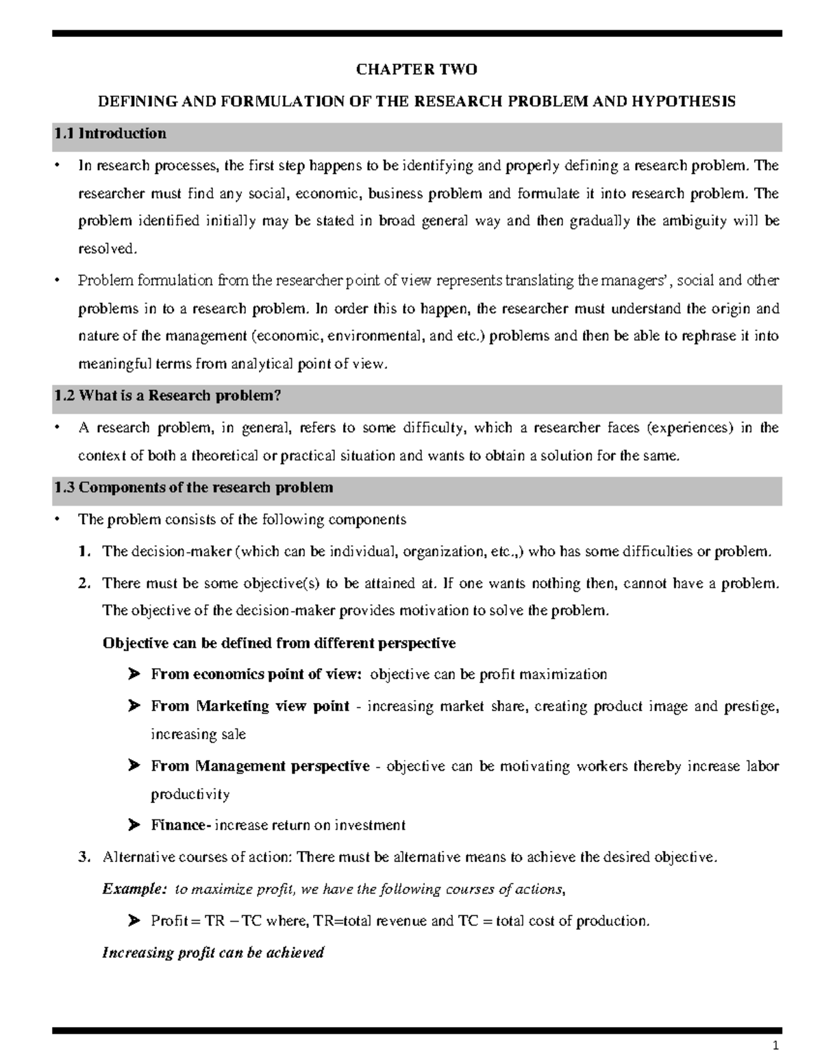 BRM CH 02 Formulation OF Research Problem - CHAPTER TWO DEFINING AND ...