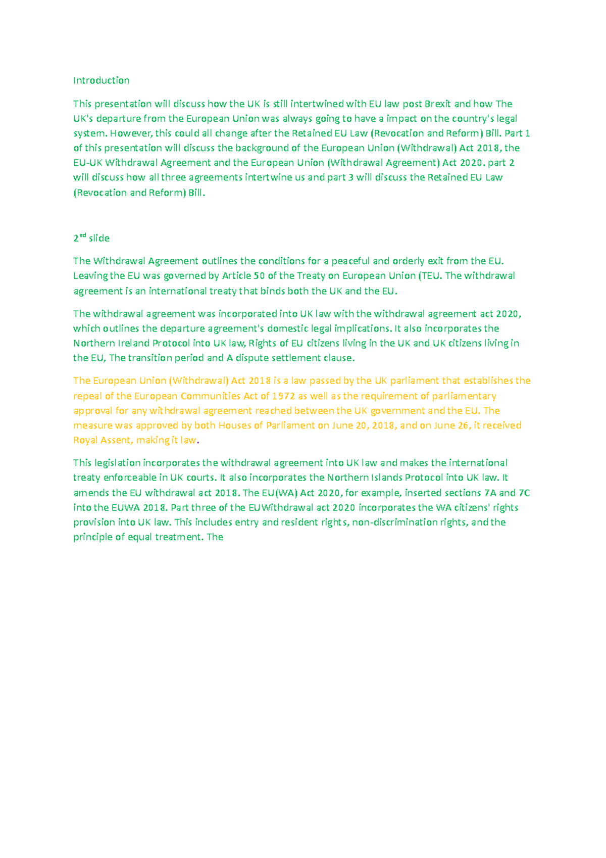 Script for presentation - Introduction This presentation will discuss ...