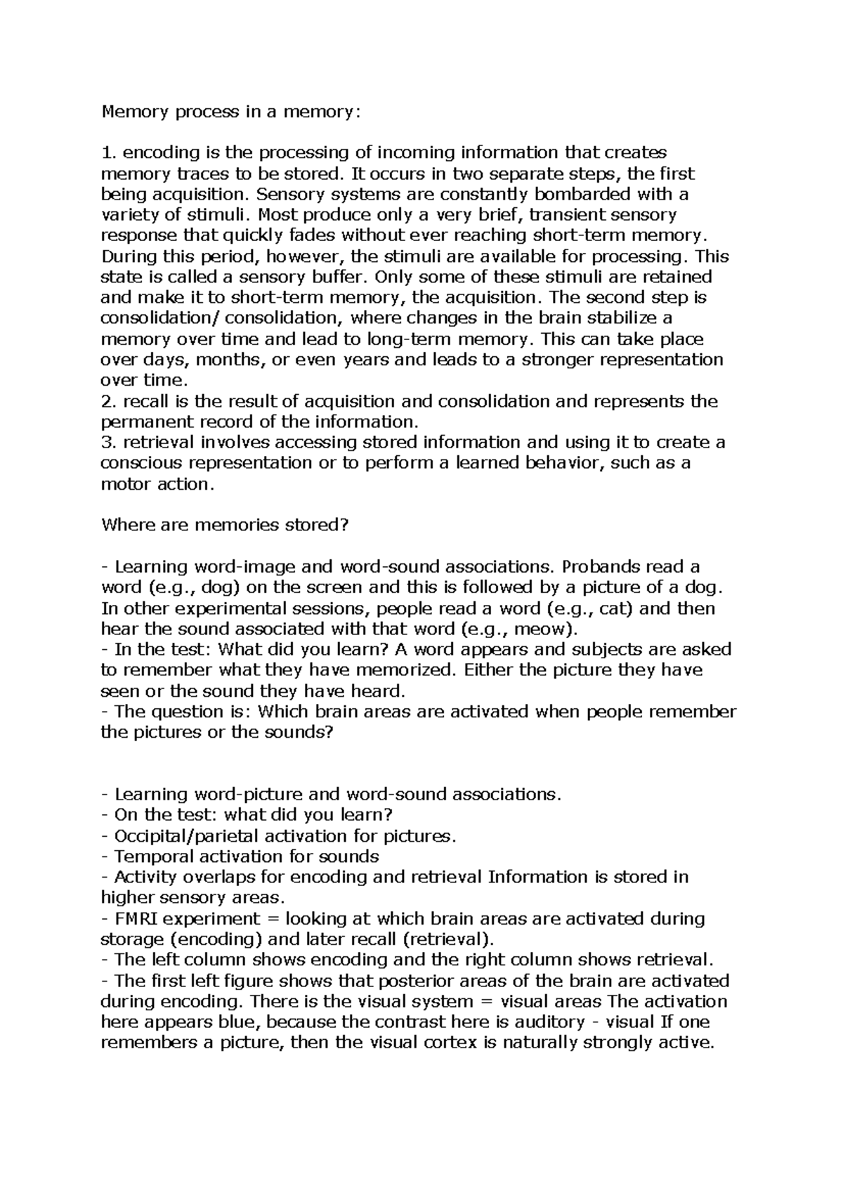 Memory process in a memory - Memory process in a memory: encoding is ...