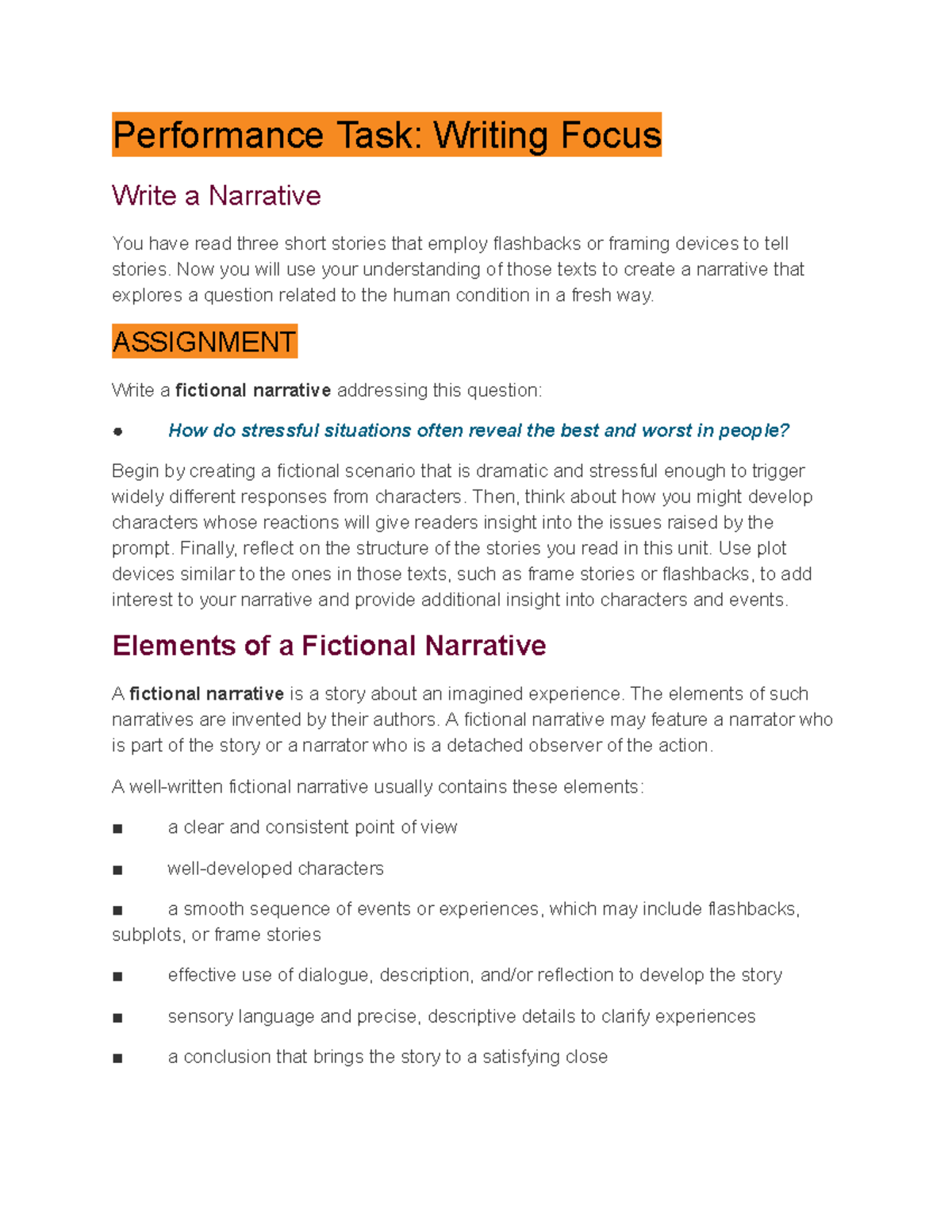 Unit 6.2.6 Performance Task - Studocu