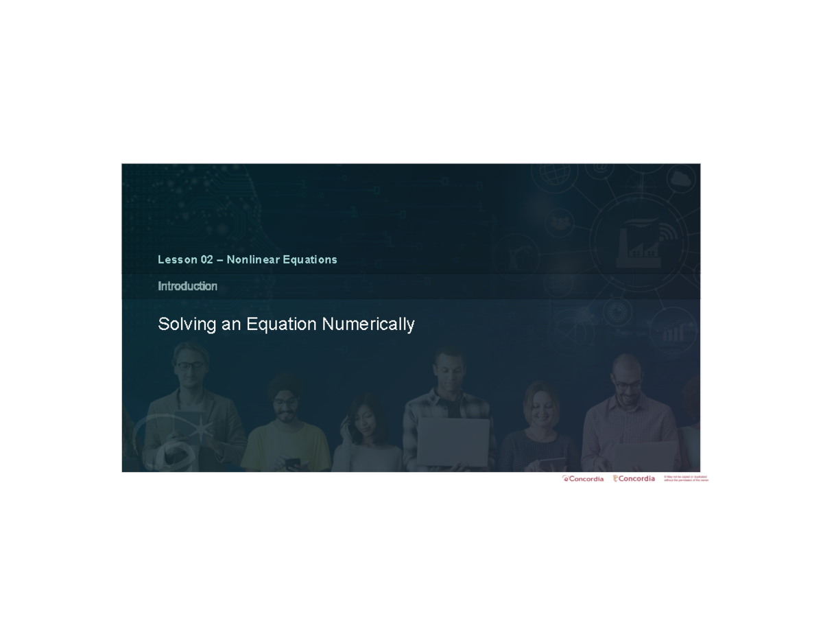 Ppt lesson 2 - Solving an Equation Numerically Lesson 02 – Nonlinear ...