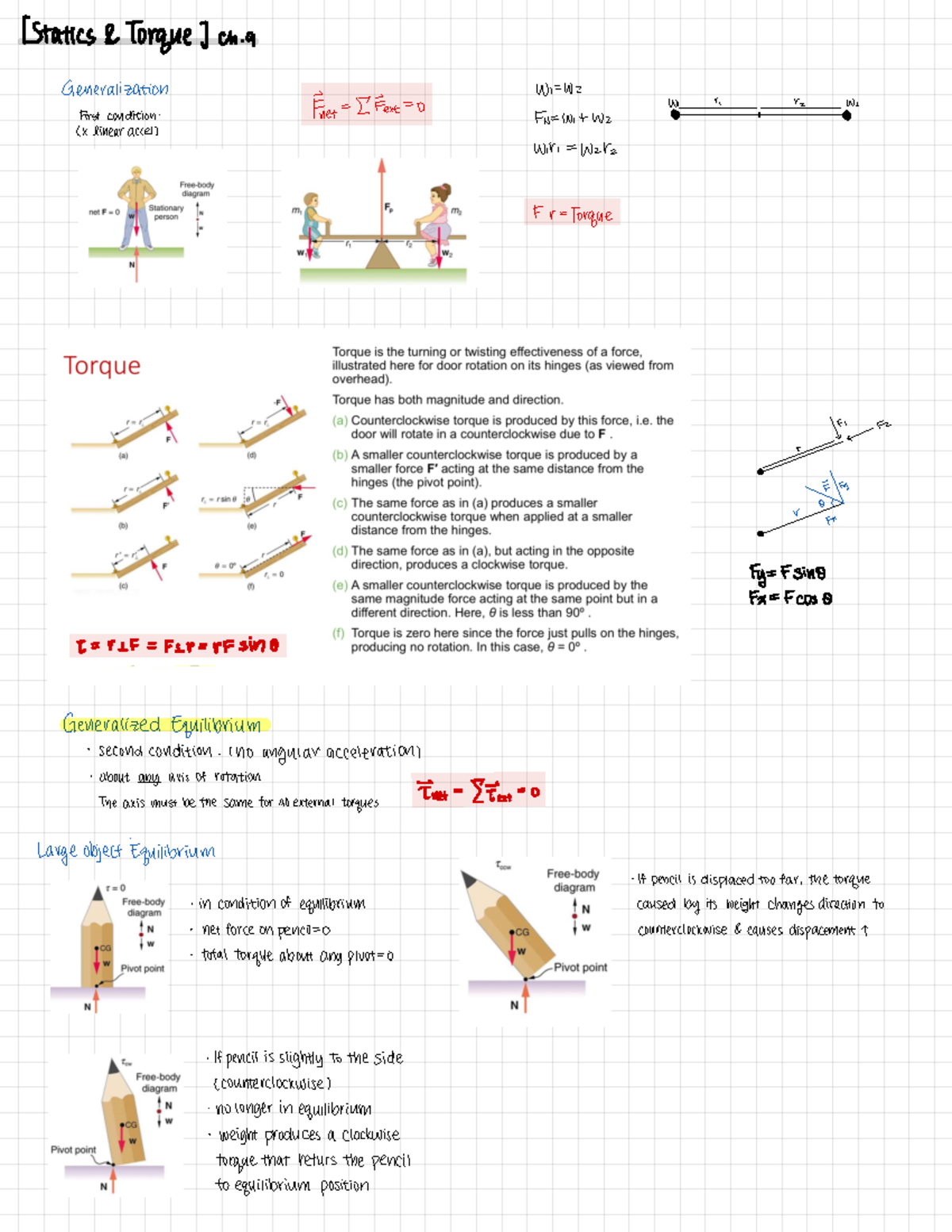PHYS 0110 Notes ch9 statics and torque - [Statics & Torque] ch ...