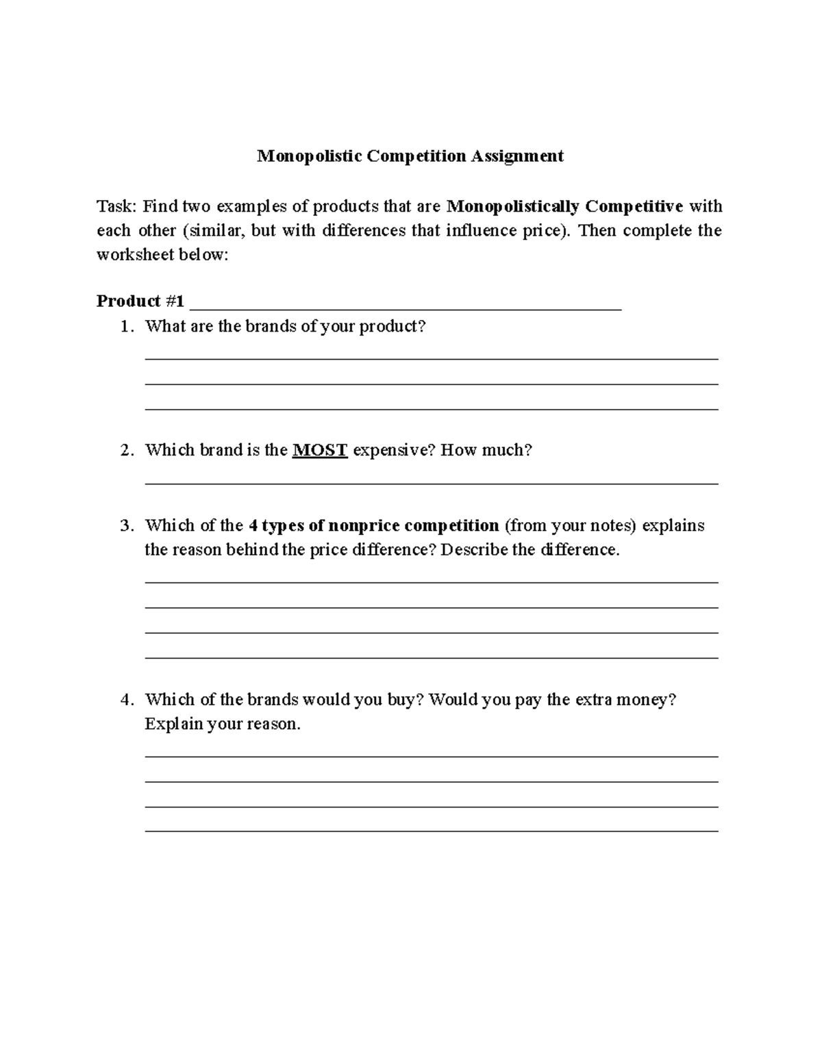 Nonprice - This is coursework for Intro. To Economics. - Monopolistic ...