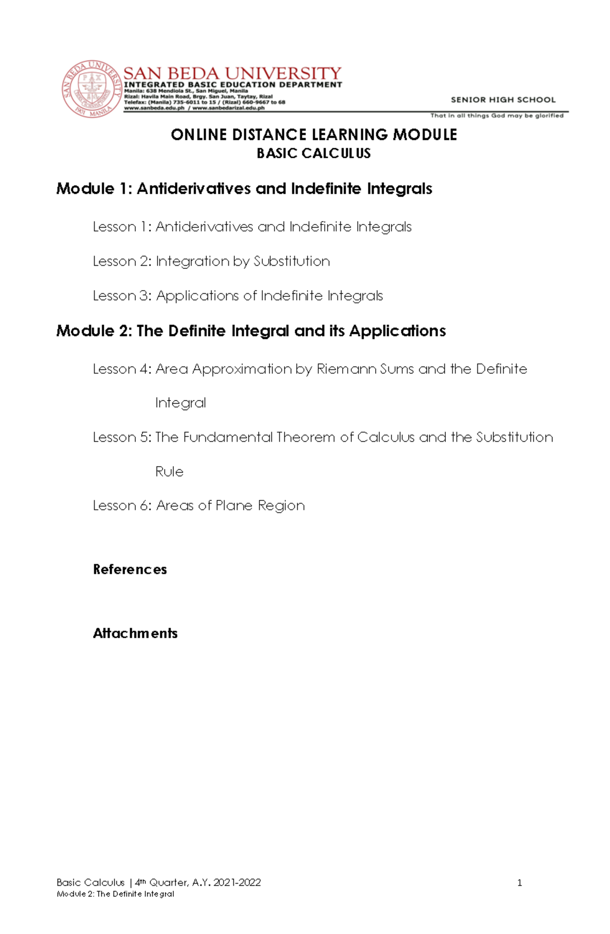 4Q-Basic Calculus Complete Module - Basic Calculus | th Quarter, A ...