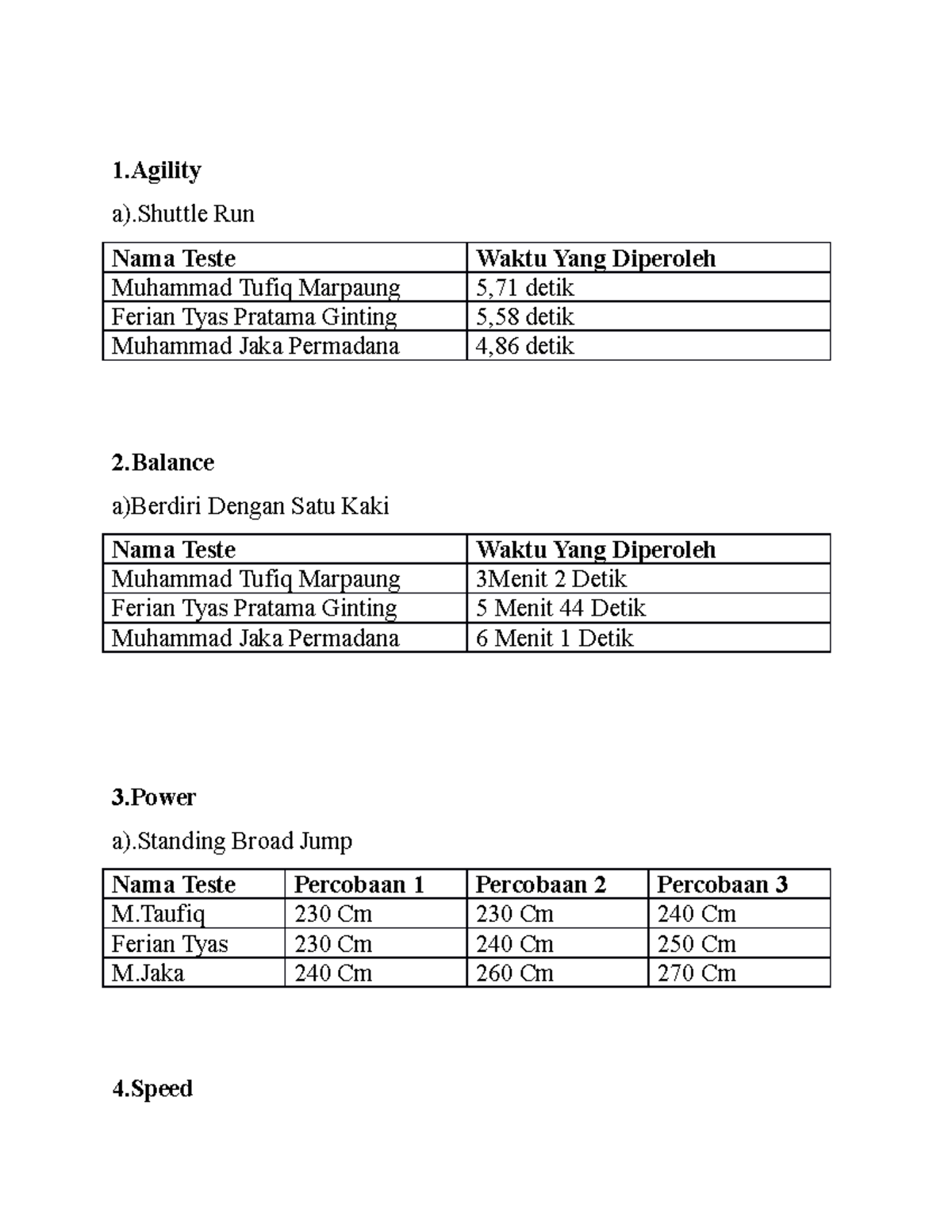 Norma Teste Skill Related Physical Fitnes - 1 a).Shuttle Run Nama Teste ...