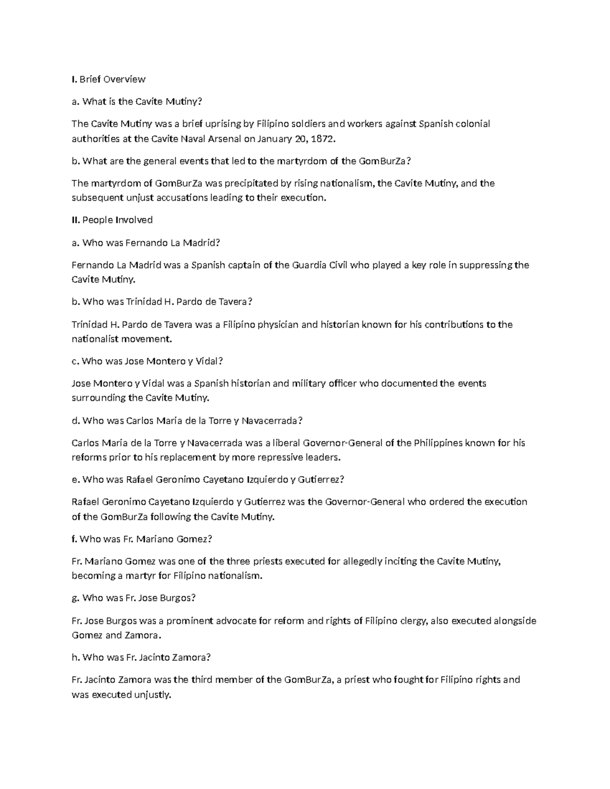 Cavite mutiny - Just essay - I. Brief Overview a. What is the Cavite Mutiny? The Cavite Mutiny ...