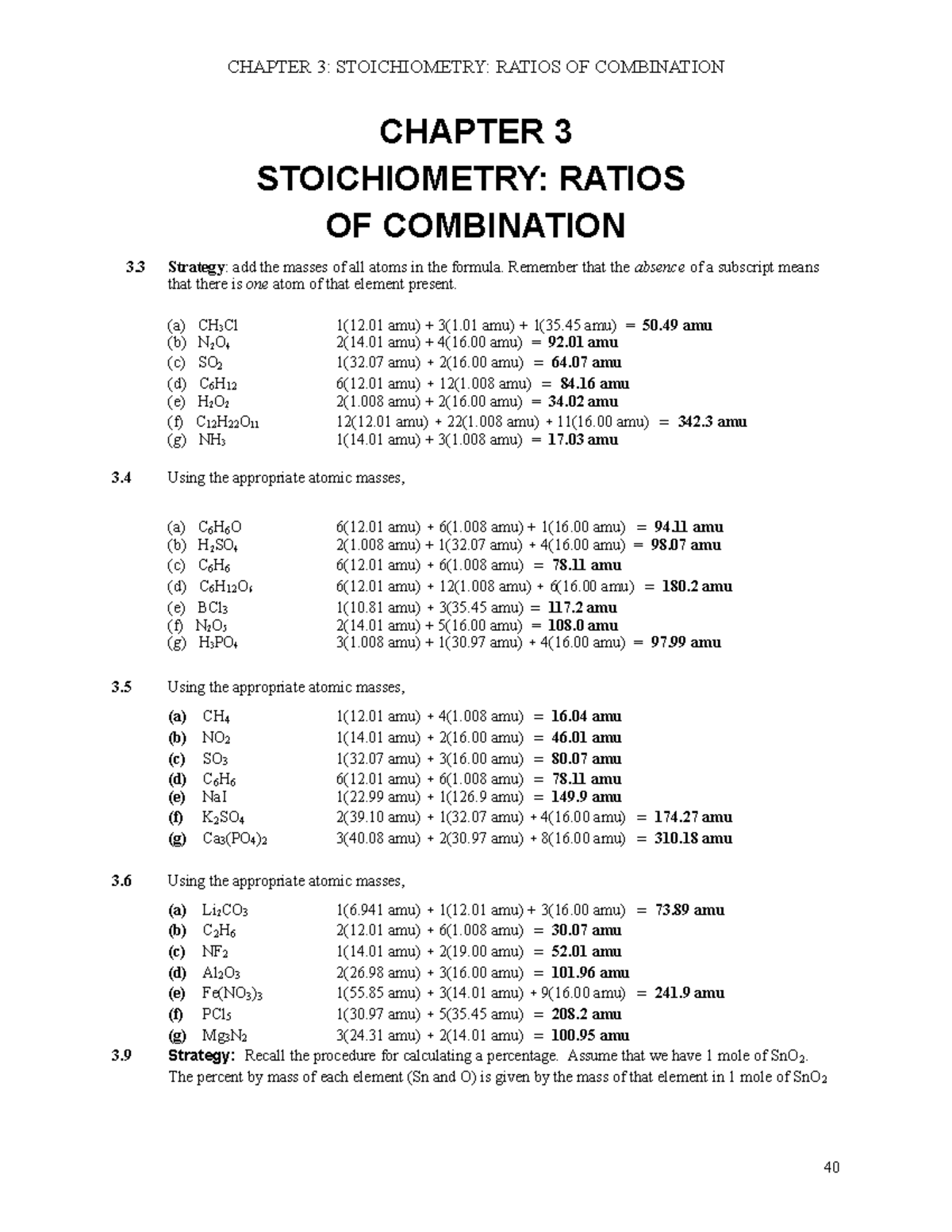ISM Chapter 03 - Dudhhdh - CHAPTER 3 STOICHIOMETRY: RATIOS OF ...