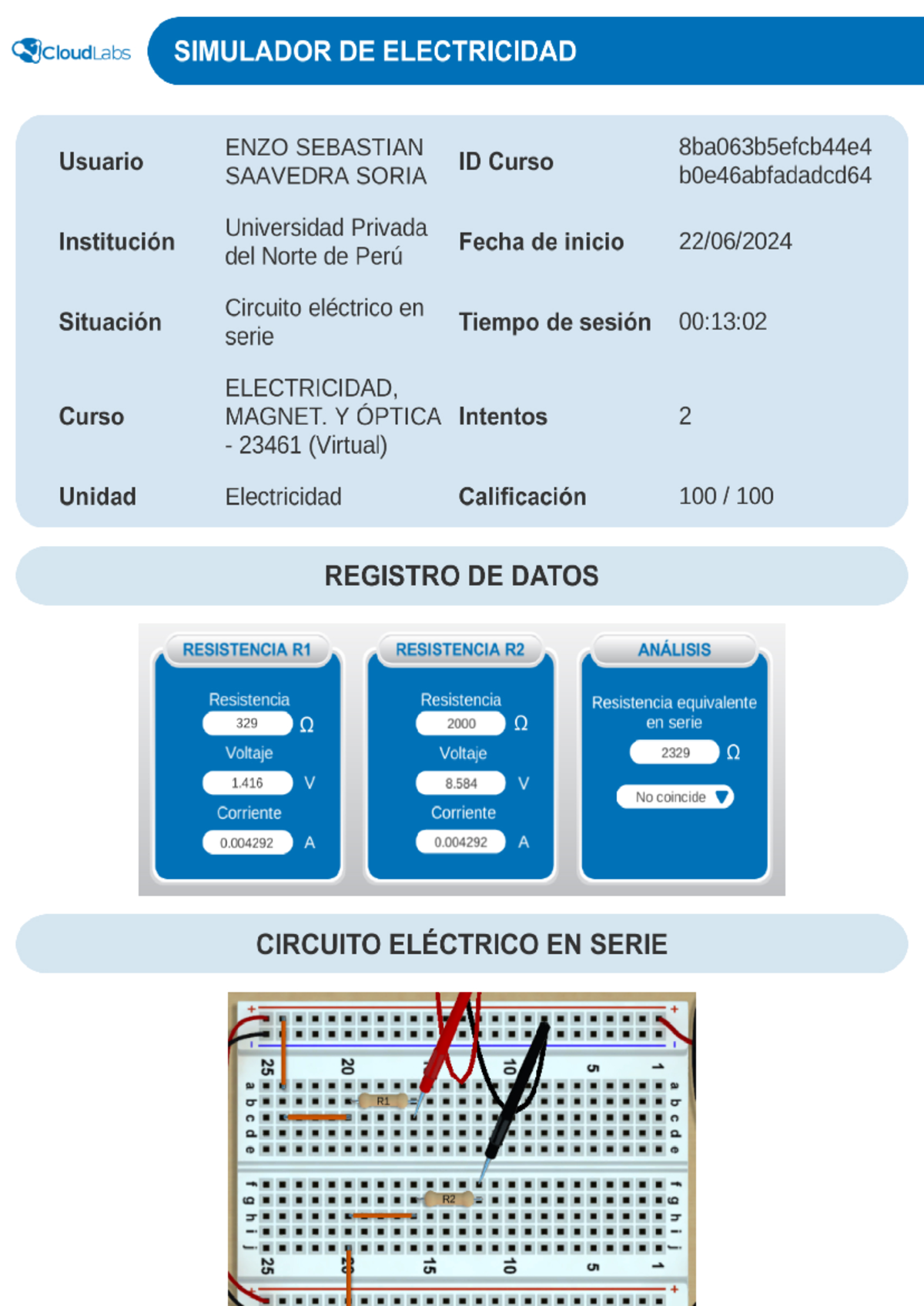 Circuito eléctrico en serie - CloudLabs SIMULADOR DE ELECTRICIDAD ENZO SEBASTIAN ...