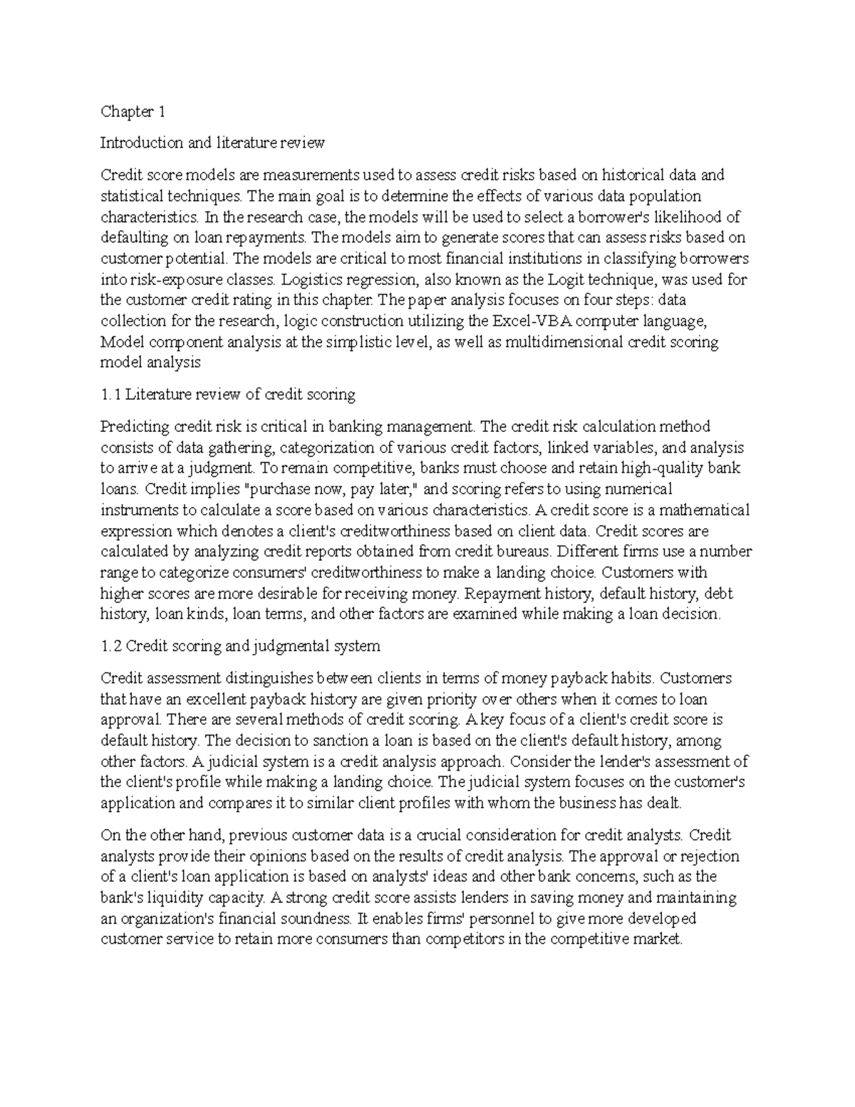 Literature Review of Credit Scoring - Chapter 1 Introduction and ...