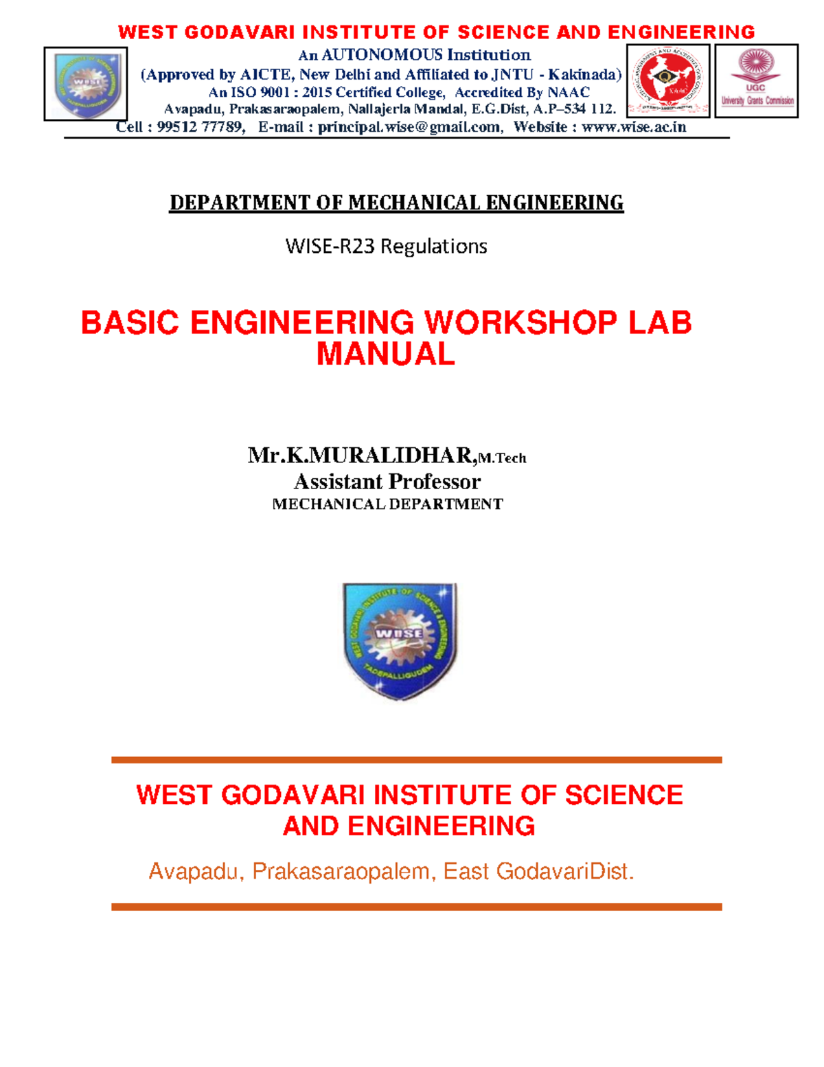 EWS Lab Manual R23 - WEST GODAVARI INSTITUTE OF SCIENCE AND ENGINEERING An AUTONOMOUS ...