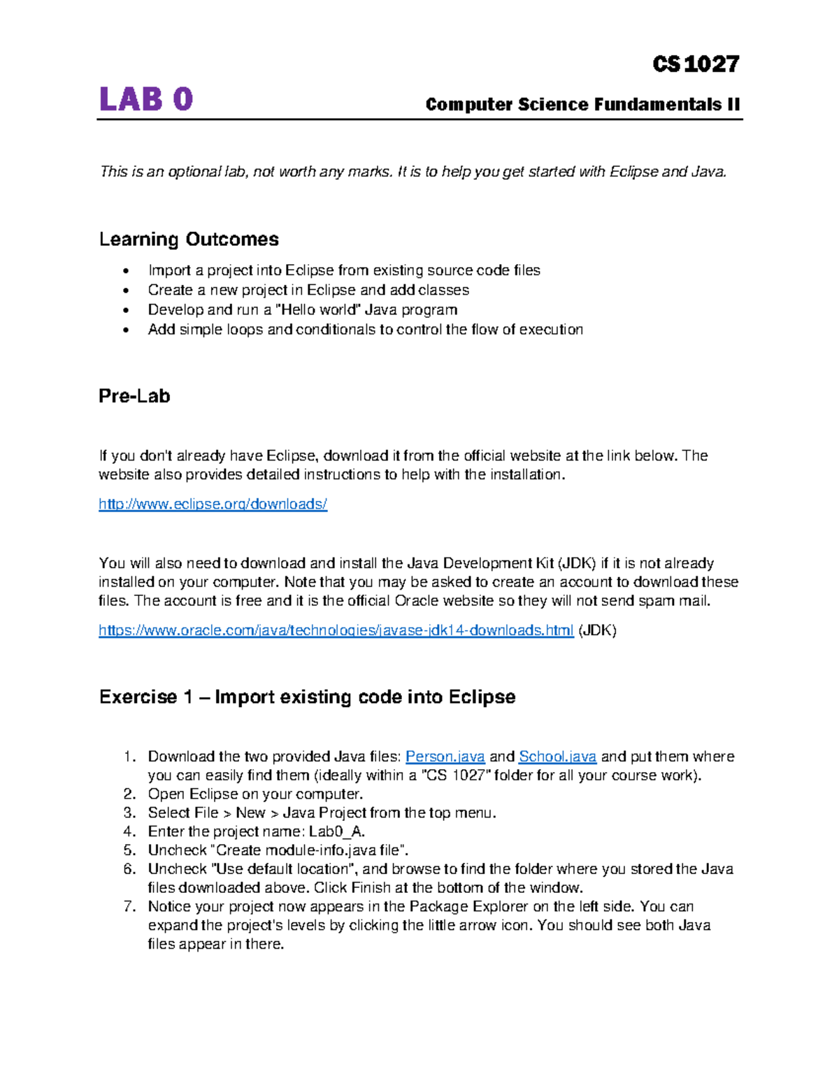 Lab0 - the lab pre - all the other labs - LAB 0 Computer Science ...
