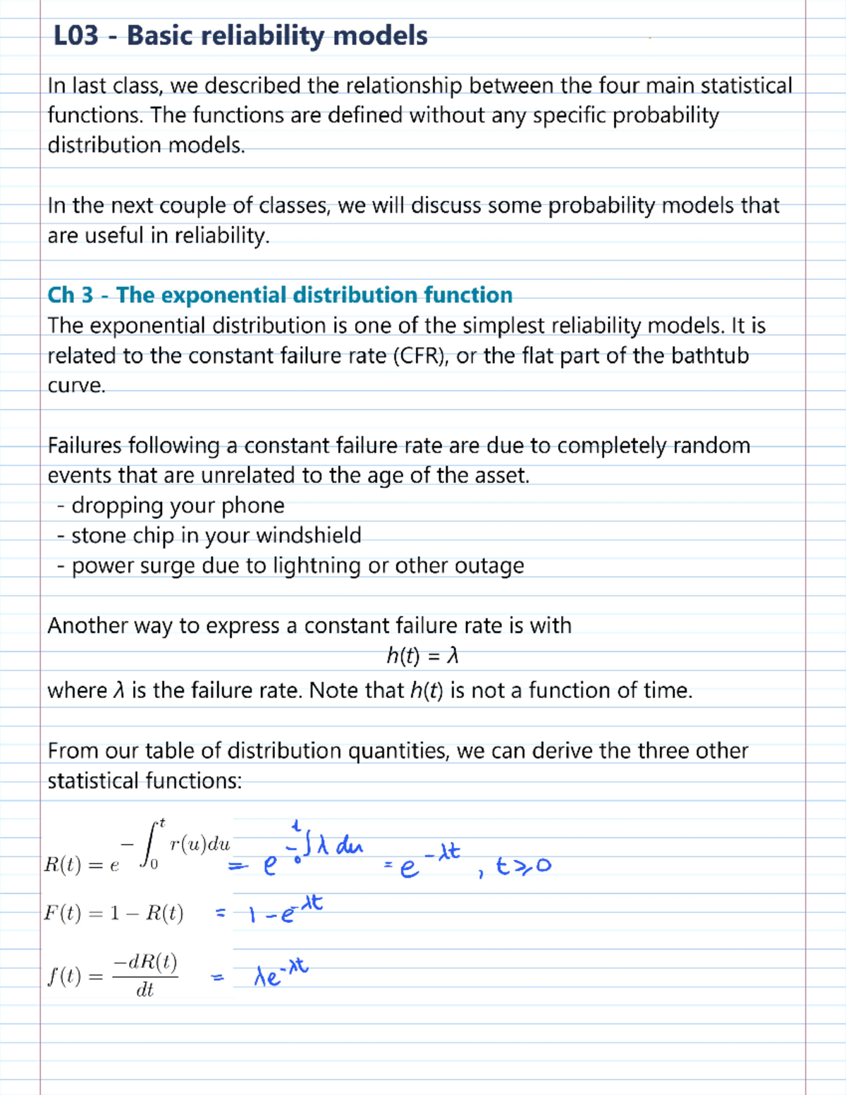 L03+-+Basic+reliability+models+-+post - L03 - Basic reliability models In last class, we ...