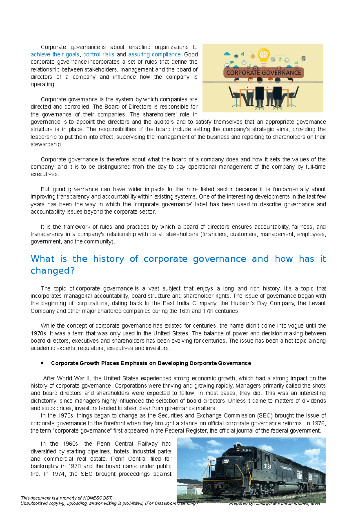 PASC2 Midterm Corporate- Governance - Corporate governance is about ...