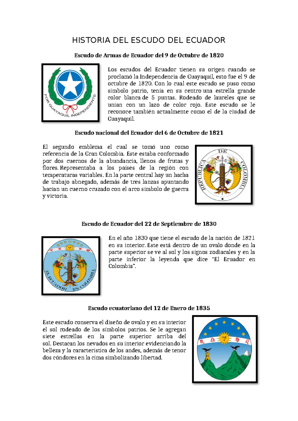 433599012 Historia Del Escudo Del Ecuador - HISTORIA DEL ESCUDO DEL ...